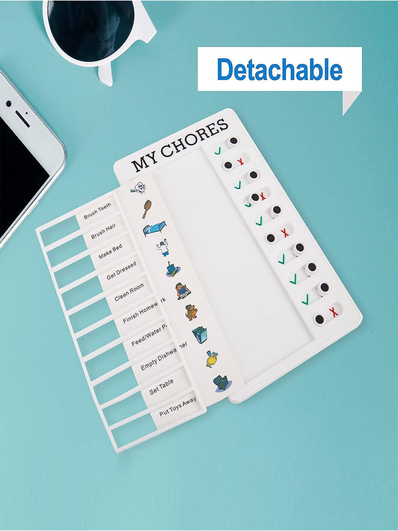 10pcs+1pc/set White Portable Chore Chart Memo Board, To Do List Checklist Board Detachable ...