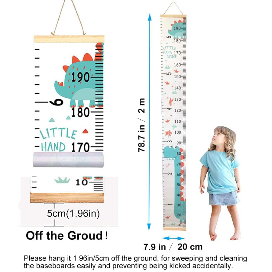 Growth Chart for Kids, Canvas Height Chart Ruler Removable Wood Hanging ...