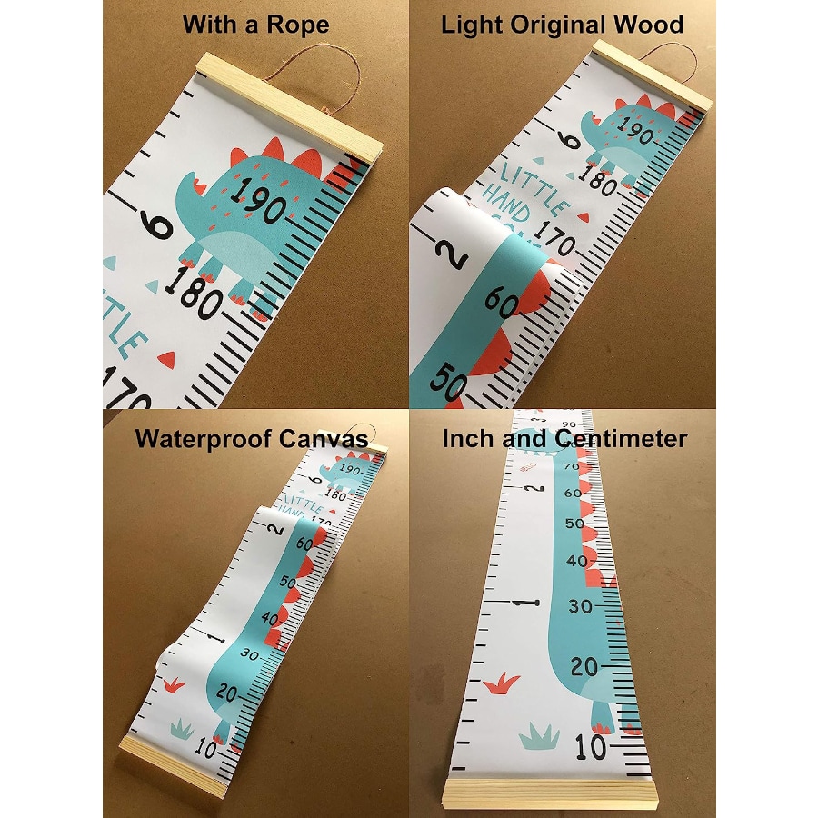 Growth Chart for Kids, Canvas Height Chart Ruler Removable Wood Hanging ...