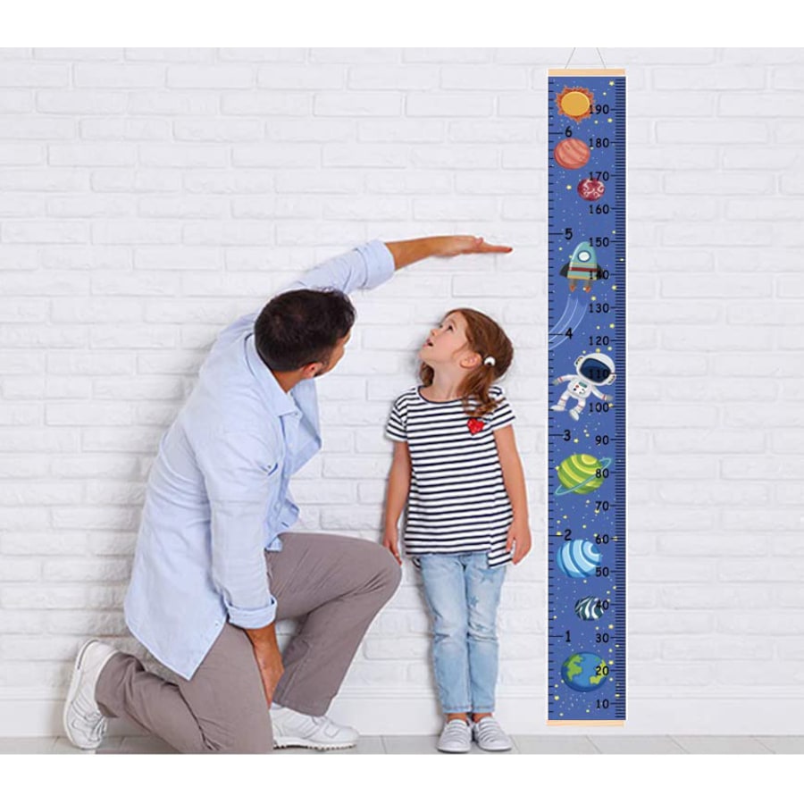Growth Chart for Kids, Canvas Height Chart Ruler Removable Wood Hanging ...