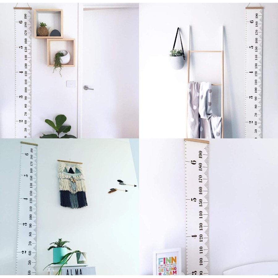Growth Chart for Kids, Canvas Height Chart Ruler Removable Wood Hanging ...