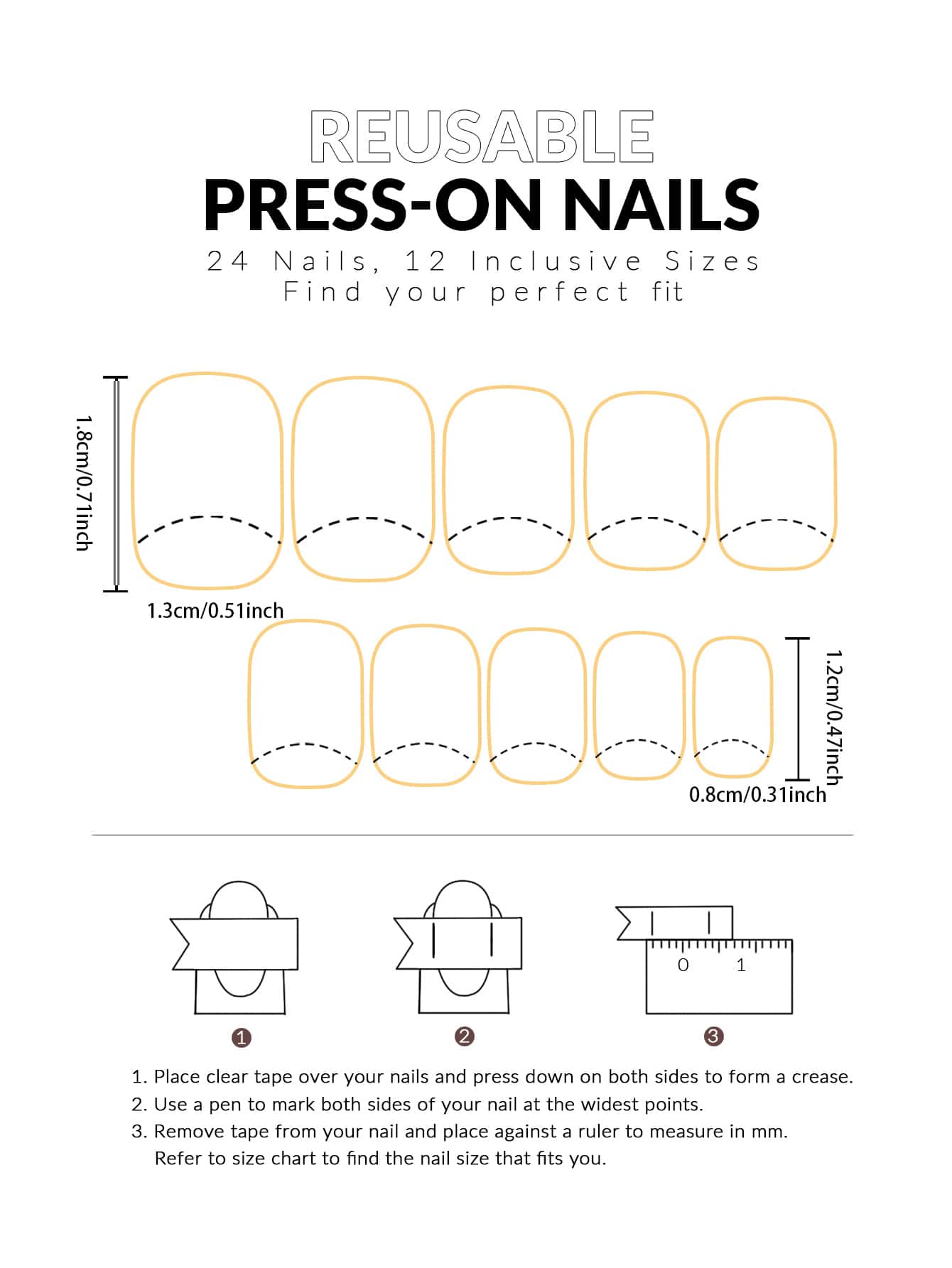 24pcs/set Short Square Stripe Pattern False Nails With 1pc Nail File ...