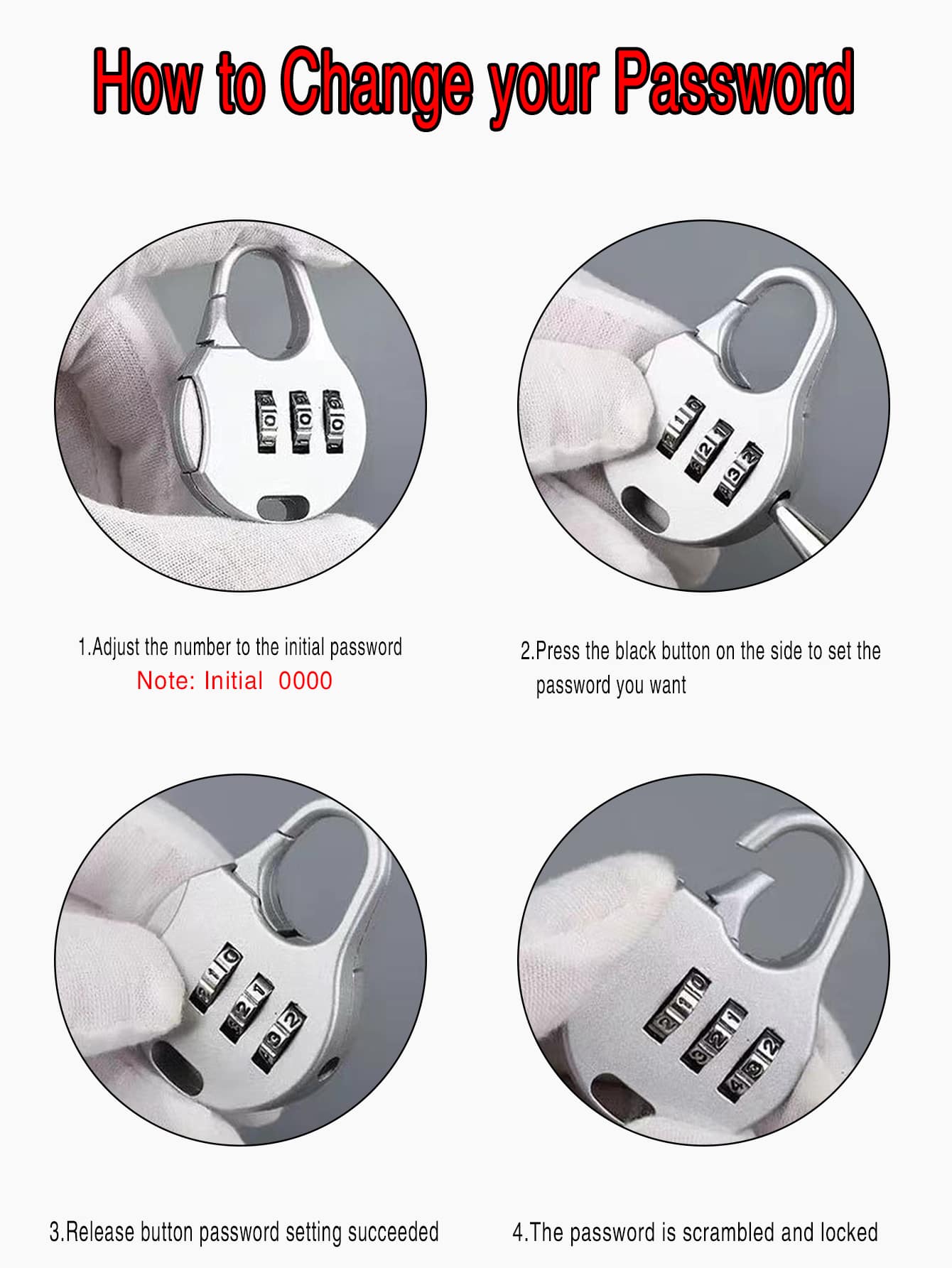 Metal Password Lock Door Lock 3 Digit Combination Code Number Lock Padlock Travel Luggage