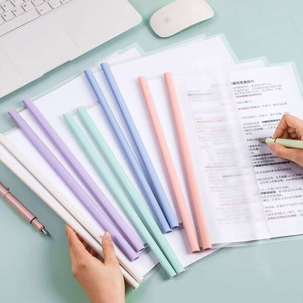 6pcs Mixed Color A4 Pull Rod Clip Student Office Document Folder With ...