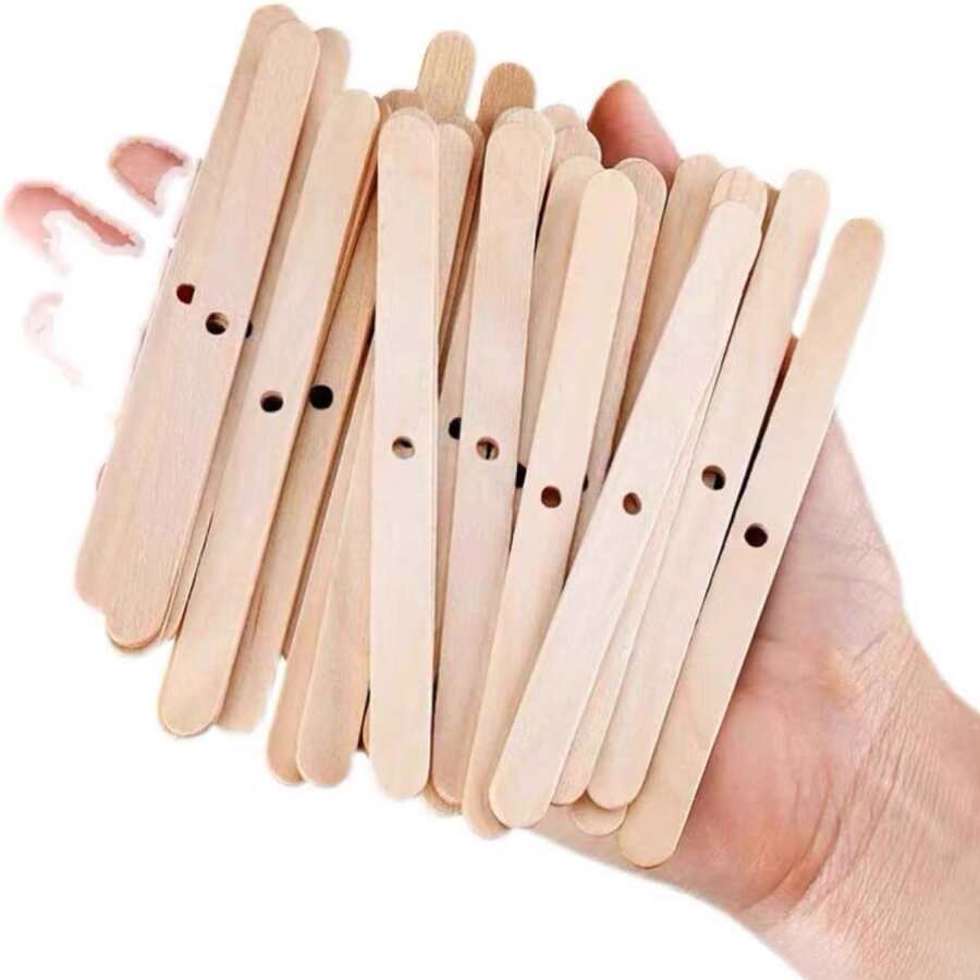 50pcs/set Hollow Punch Wooden Sticks Candle Wick Holder With Hole ...
