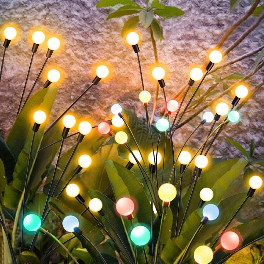 1set 8-head Solar Powered Outdoor Firefly String Lights For Yard ...