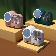 Makeup Storage Organizer Box with Led Lighted Mirror | SHEIN ITALIA