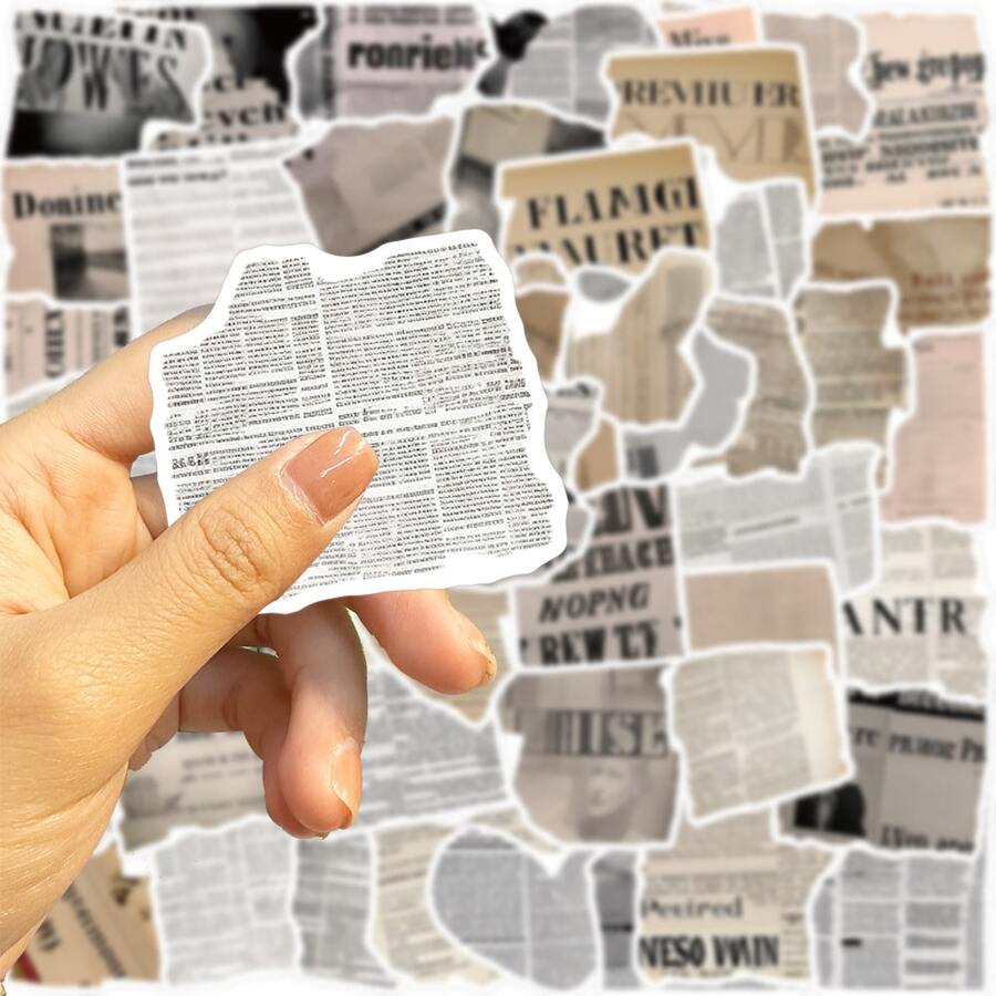 50 pieces of retro literature and art fragments text stickers retro ...