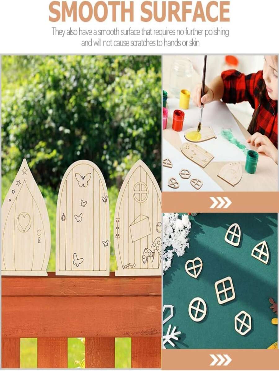 48pcs Exquisite Miniature Fairy Doors, Each With 4 Different Styles, Wooden Garden Door Design ...