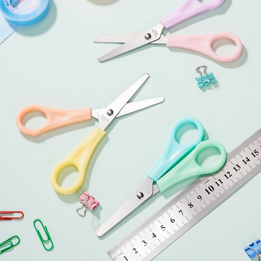 1pc Simple Iron Alloy Scissor, Minimalist Pink Paper Cutter Scissor For ...