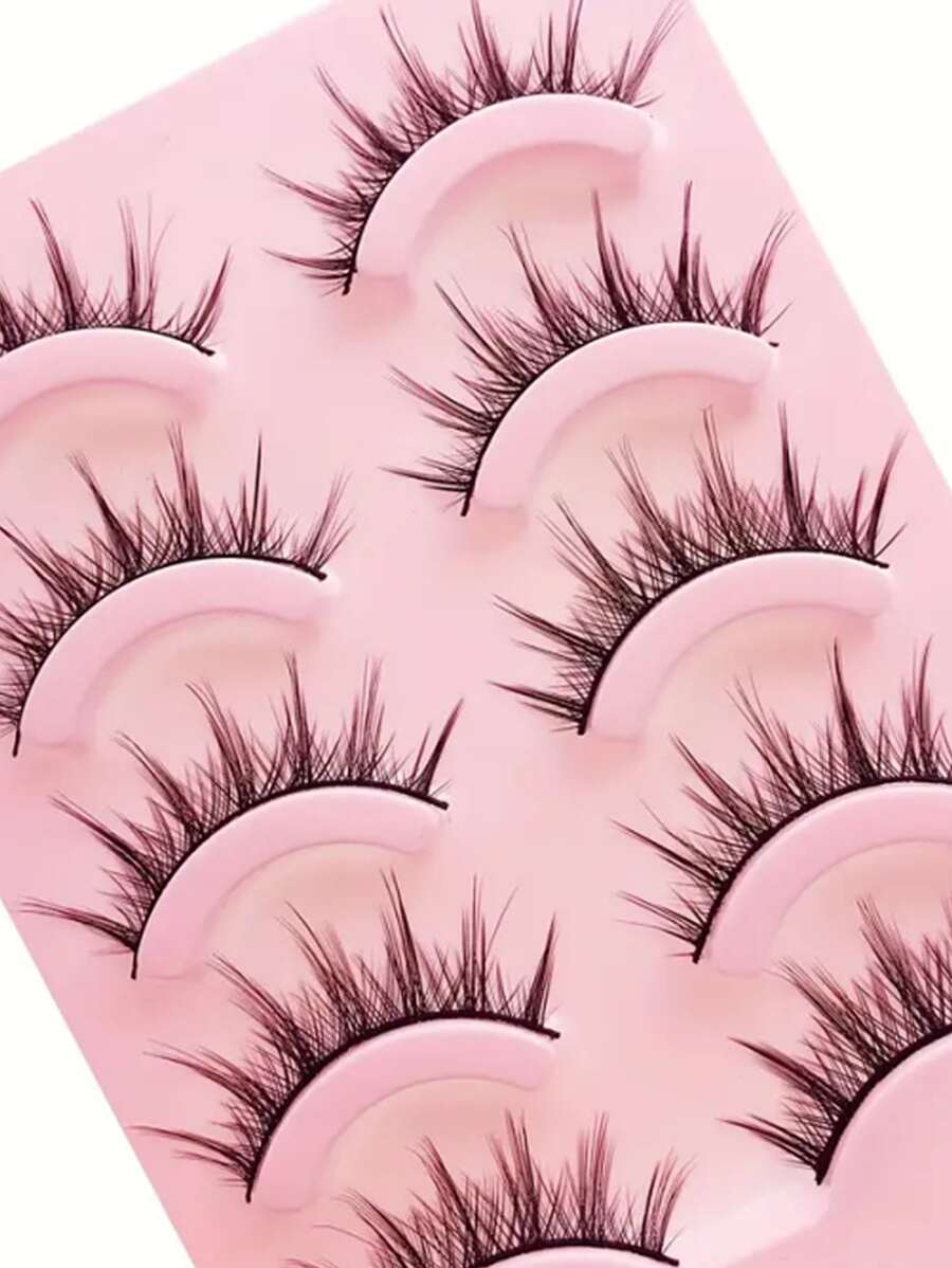 5 Pairs Manga Anime Lashes Natural Look Faux Mink Wispy Fluffy 3D ...