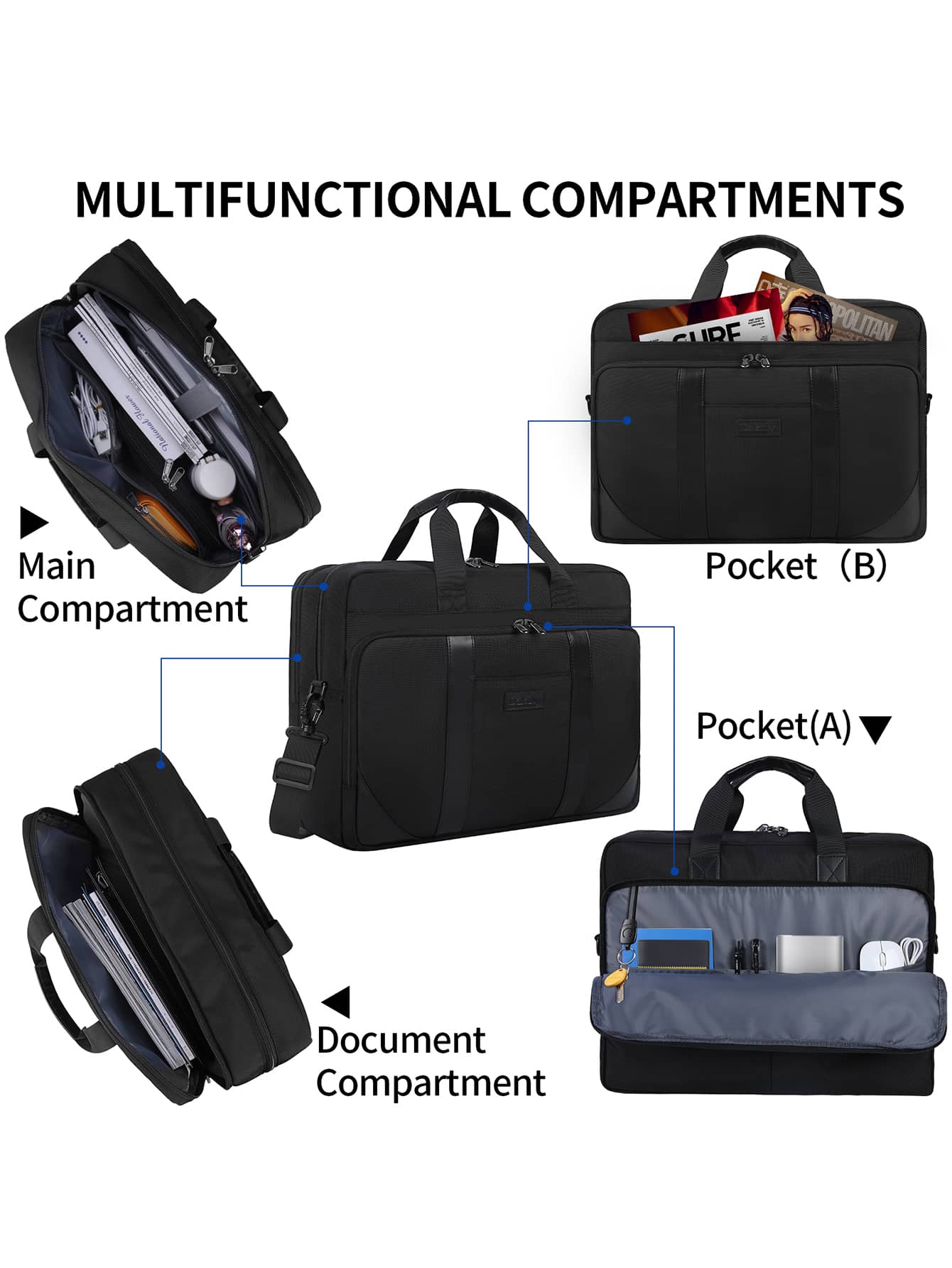 17 Inch Laptop Bag For Men Waterproof Laptop Briefcase Large Laptop ...