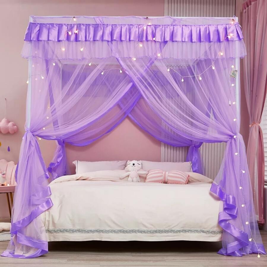 Princess Bed Canopy for Girls Canopy Bed Curtains Canopy for Bed Drapes ...