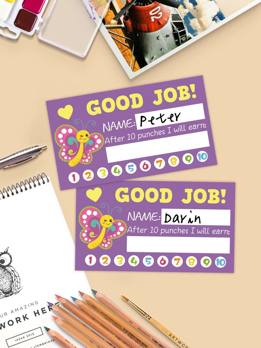 50pcs Punch Cards For Kids Classroom, School Homeschool, Or Smart ...