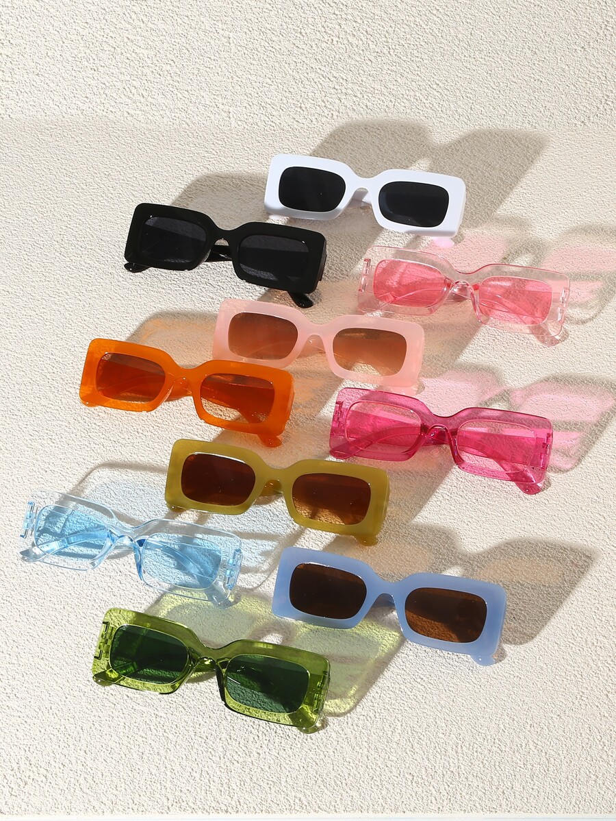 10pcs Plastic Frame Square Beach Sun Shades Sunglasses, Multicolor ...