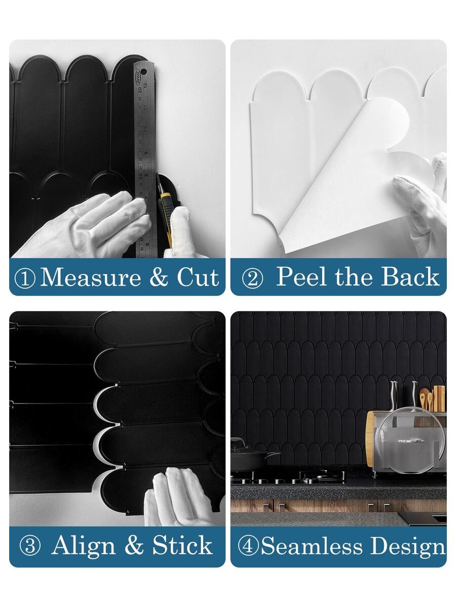 10 sheets Black matte fish scales flake off and stick tailgate brick ...