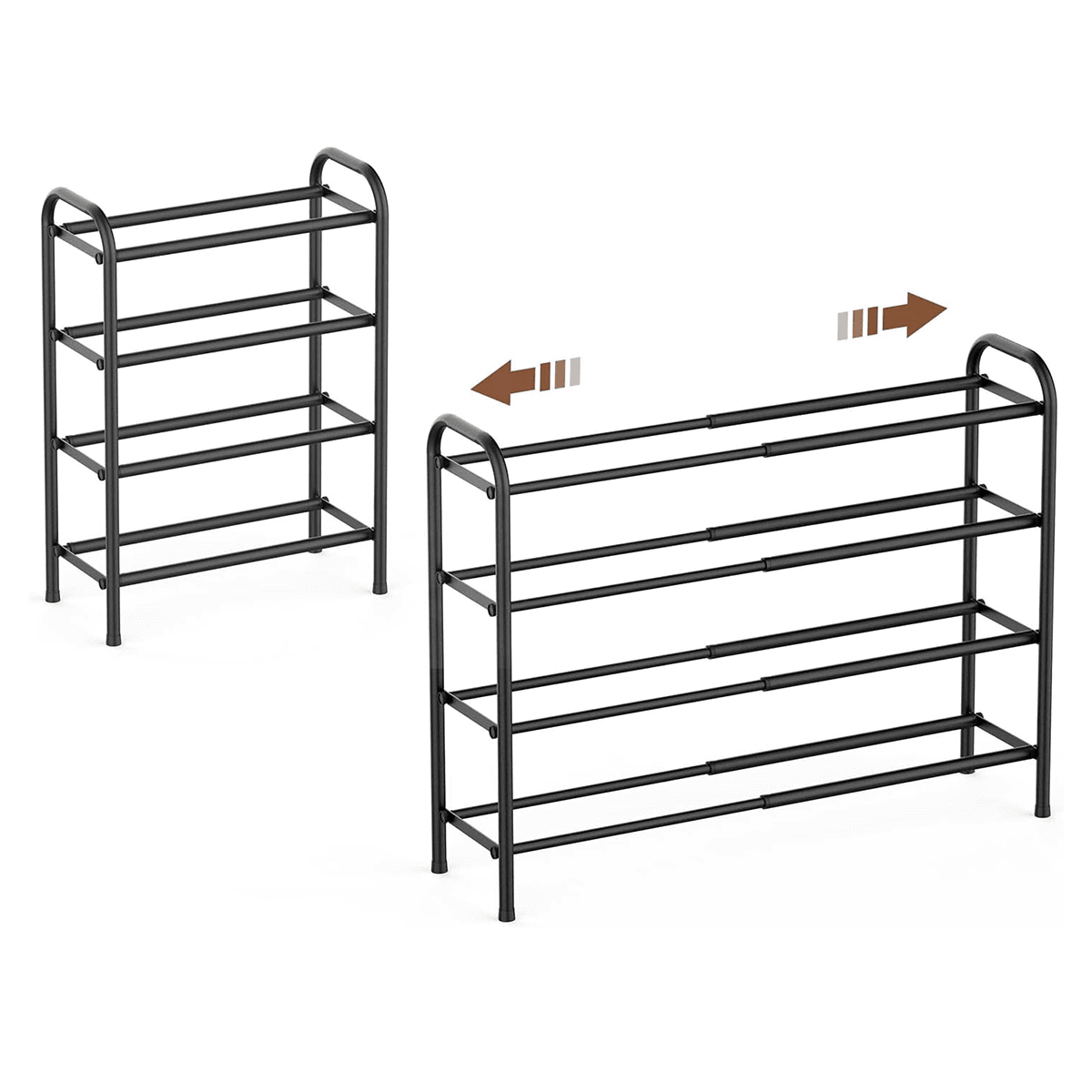 4-Tier Expandable Shoe Rack,Adjustable Shoe Shelf Storage Organizer ...