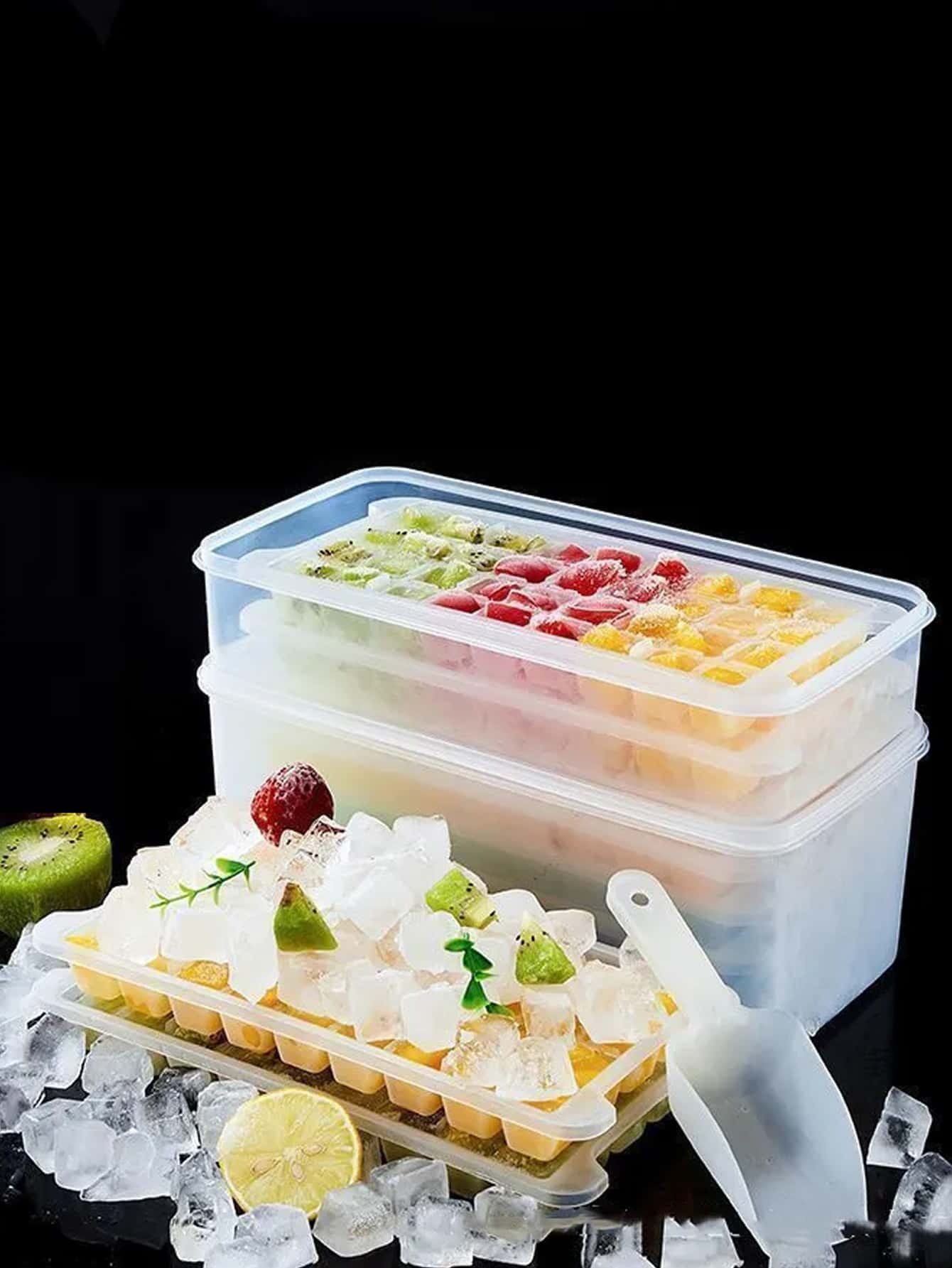 Ice Cube Trays And Storage Container Set With Shovel Lid, Stackable ...