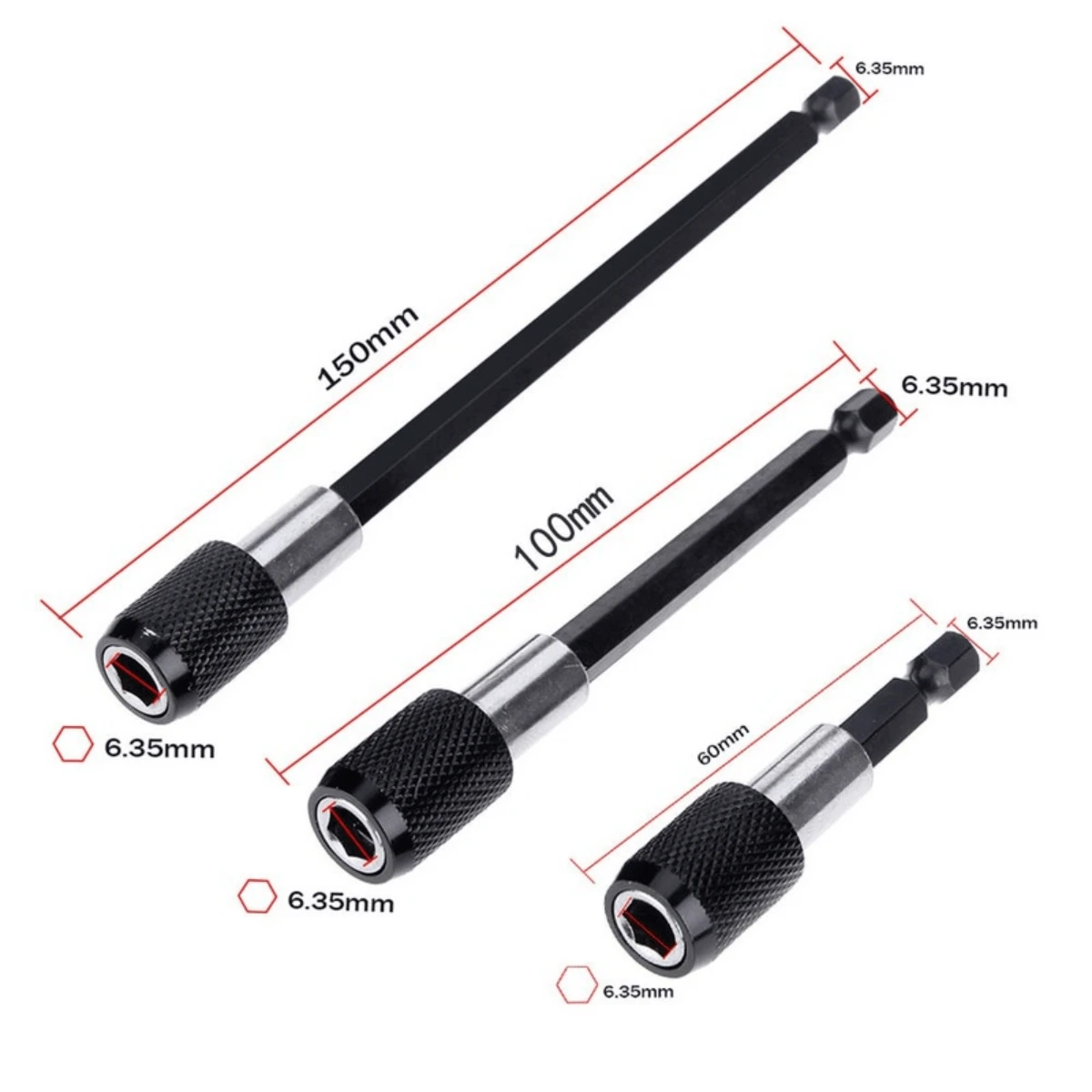 3pcs/set Hexagonal Shank Quick Release Self-locking Extension Rod ...