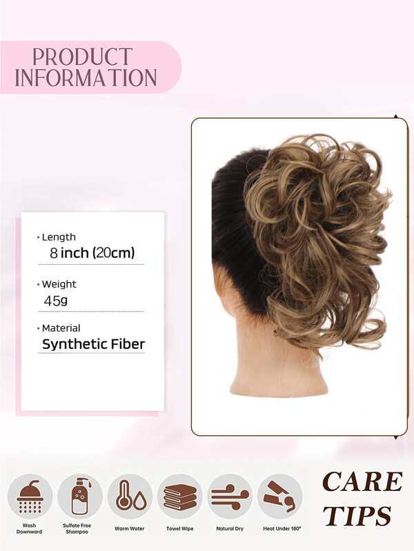 1 pièce Postiche Synthétique Fibre chignon Chignon Pour Pour Femme Queue De Cheval , , Naturel ...