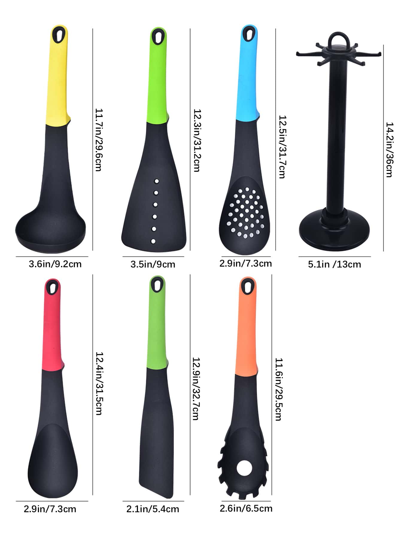 Nylon Kitchenware 7-Piece Set Color Handle Non-stick Pan Cooking Spoon ...