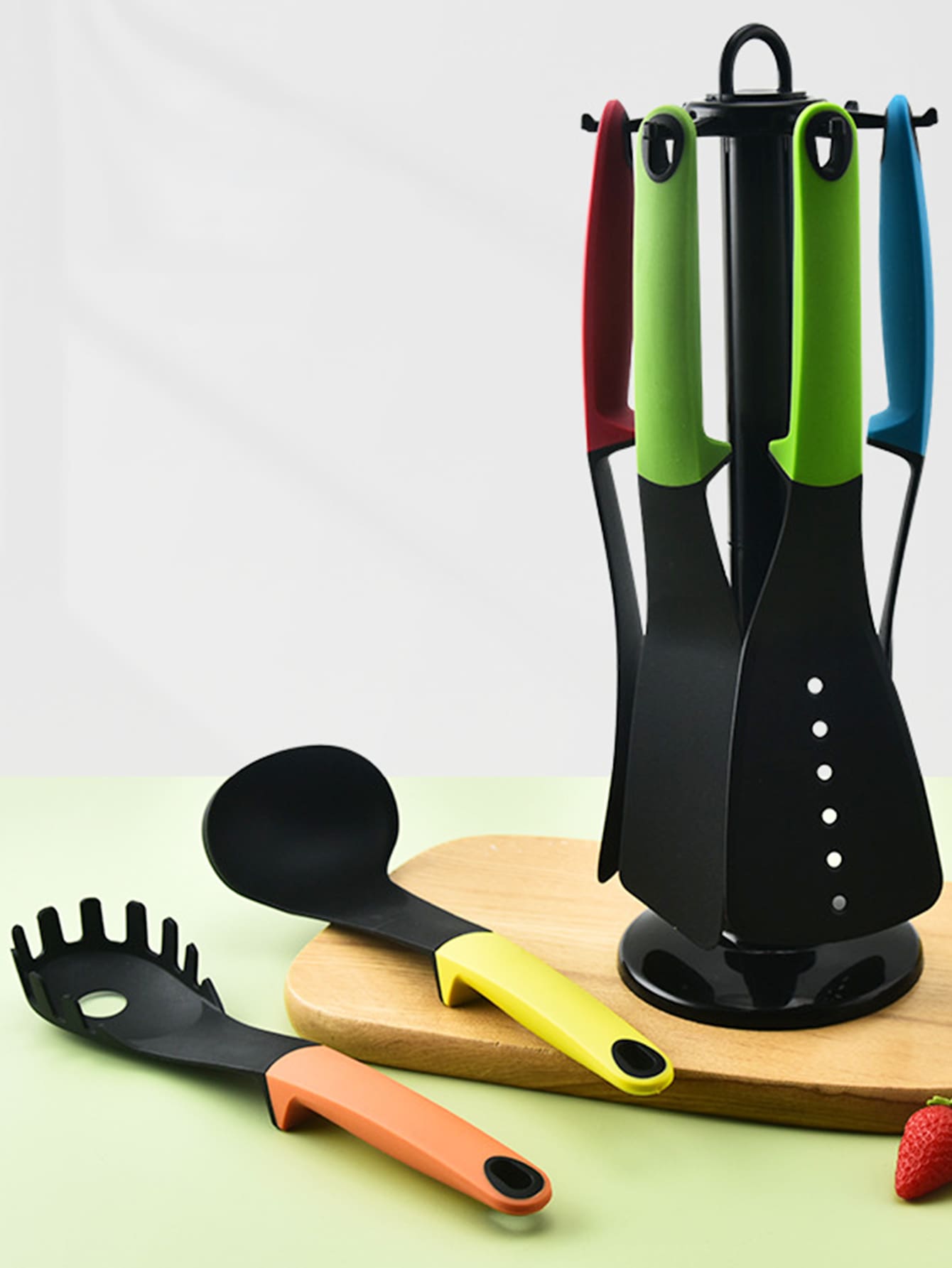 Nylon Kitchenware 7-Piece Set Color Handle Non-stick Pan Cooking Spoon ...