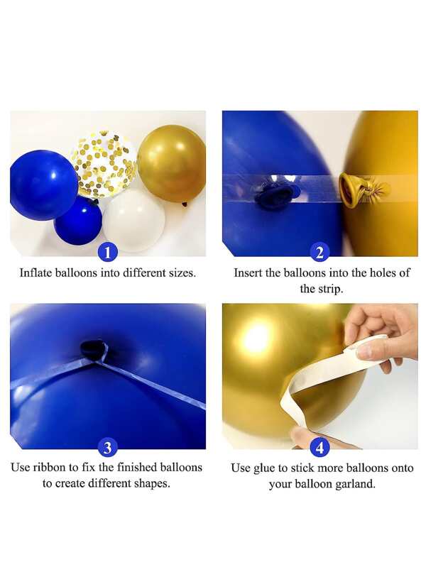 137pcs Royal Blue and Gold Color Balloons Arch Garland Kit, 18/12/10/5 inch Navy Blue Metallic ...