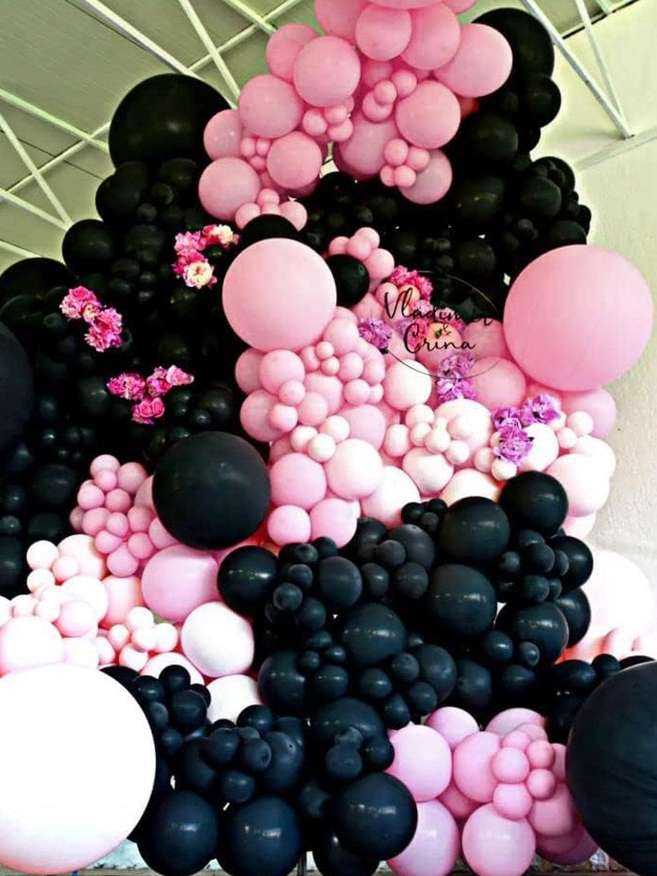 98pcs/pack Black & Pink Balloon Garland Rose Gold Balloon Arch Kit With ...