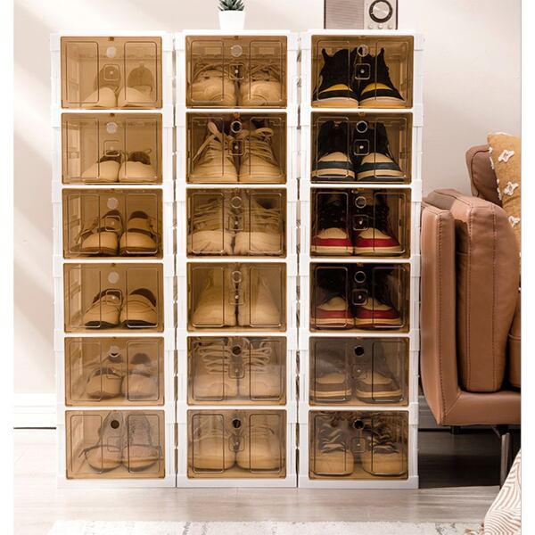 Installation-free 6-layer shoe box transparent drawer shoe storage box ...