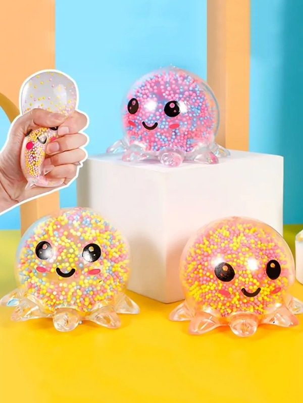 1pc Random Color Light Up Squishy Octopus Stress Ball, Bubble Squeezing ...