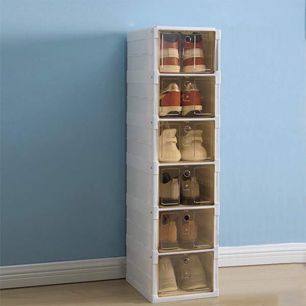 Installation-free 6-layer shoe box transparent drawer shoe storage box ...