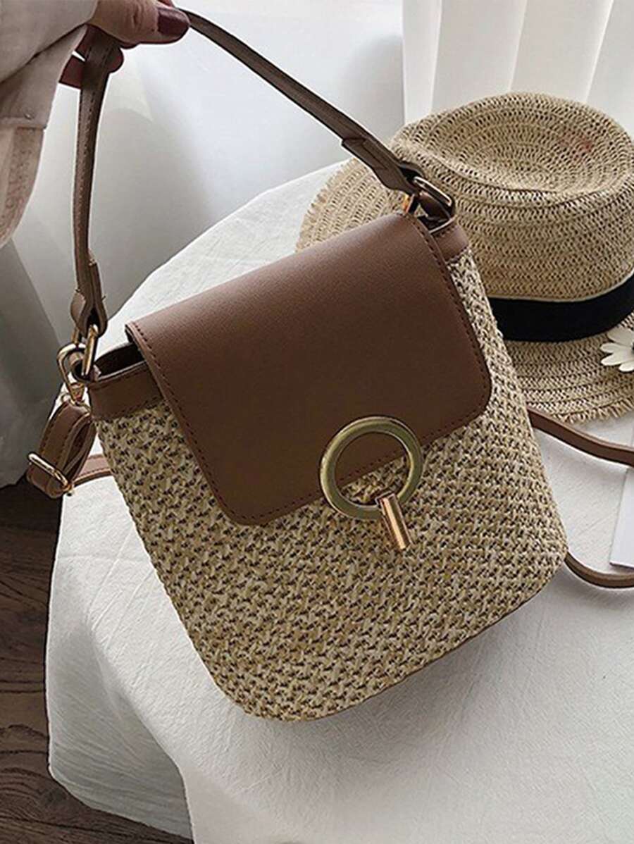 Summer New Simple Grass Woven One Shoulder Beach Bag Casual Texture ...