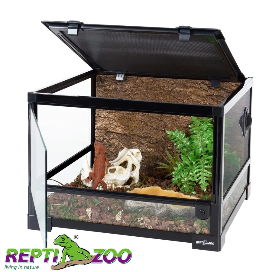 Reptile Glass Terrarium 18"x18"x12.6", Front Opening Reptile Tank with ...