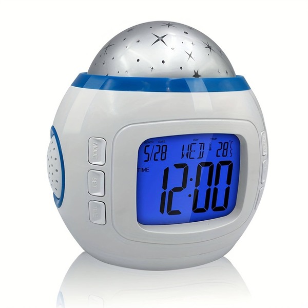 1pc, LED Star Sky Projection Digital Alarm Clock, Wake Up Light Alarm ...