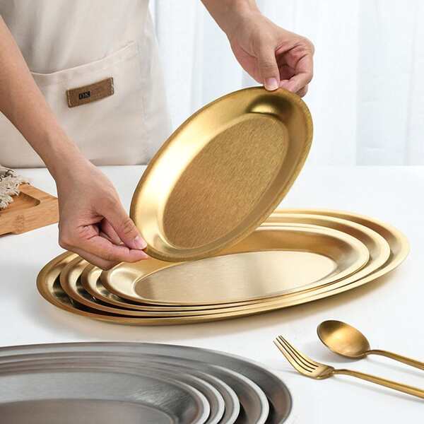 Stainless Steel Fish Dish, Oval Shaped Steaming Plate With Egg Shape ...