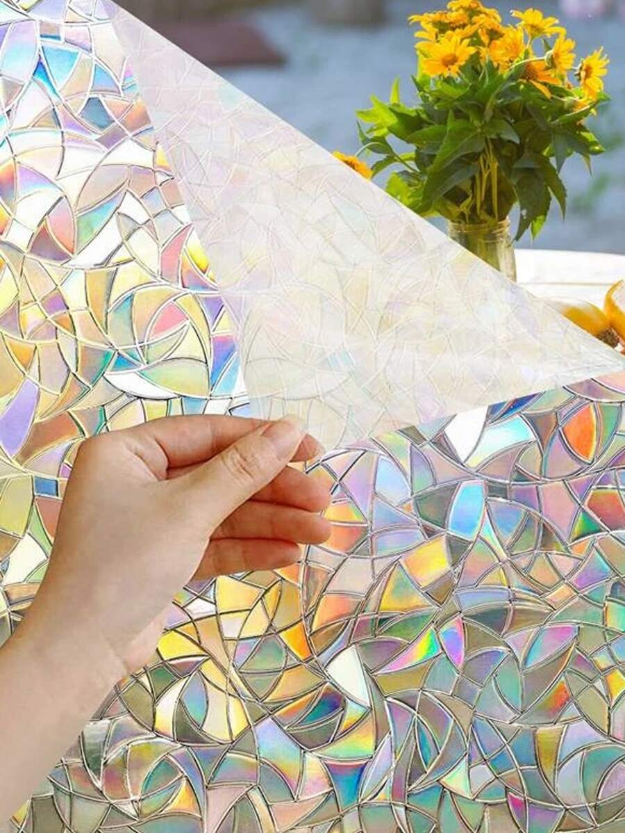 1pc Decorative Window Privacy Film, 3D Stained Glass Window Sticker, UV ...