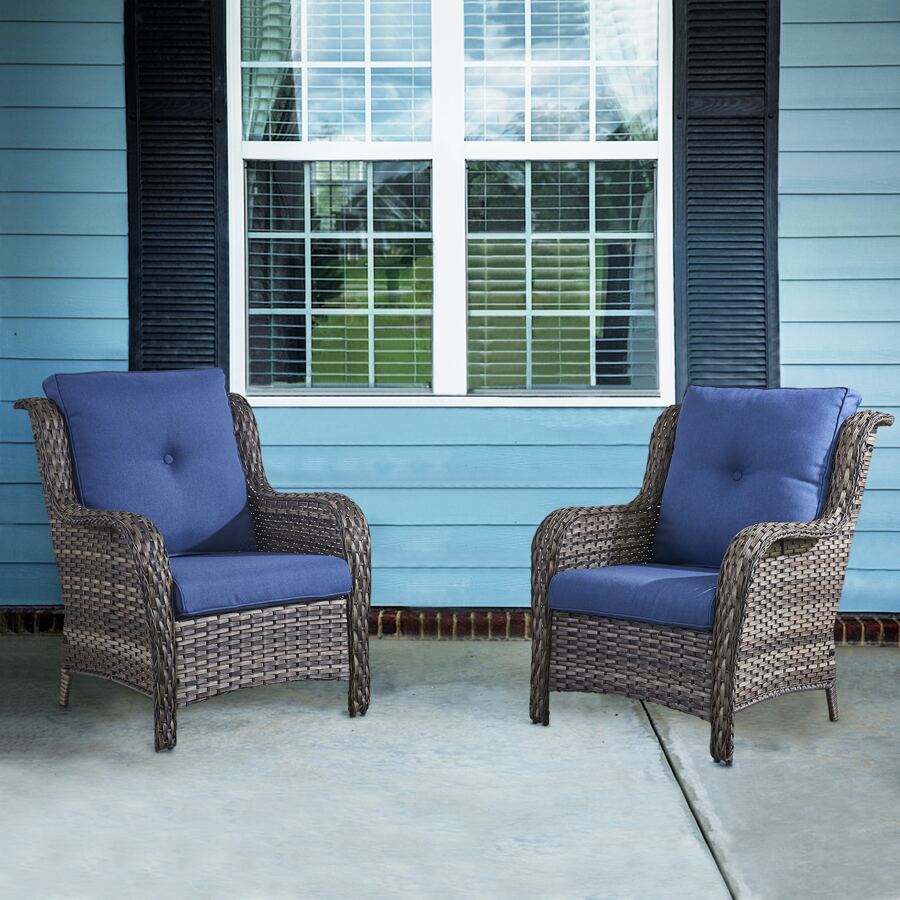 Outdoor Wicker Patio Chairs Set of 2: Rattan Dining Chairs Porch Chairs ...