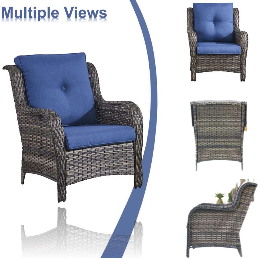 Outdoor Wicker Patio Chairs Set of 2: Rattan Dining Chairs Porch Chairs ...