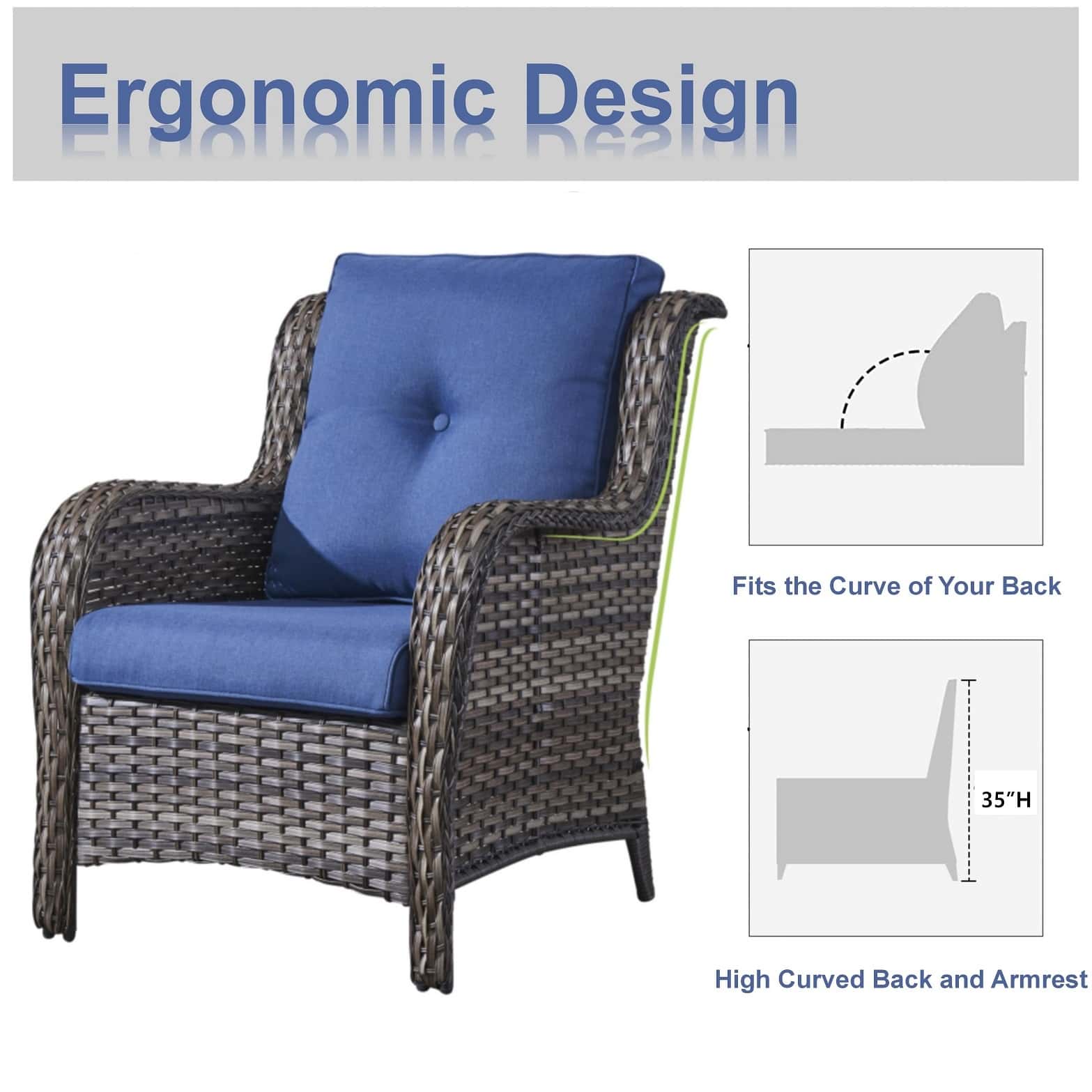 Outdoor Wicker Patio Chairs Set of 2: Rattan Dining Chairs Porch Chairs ...