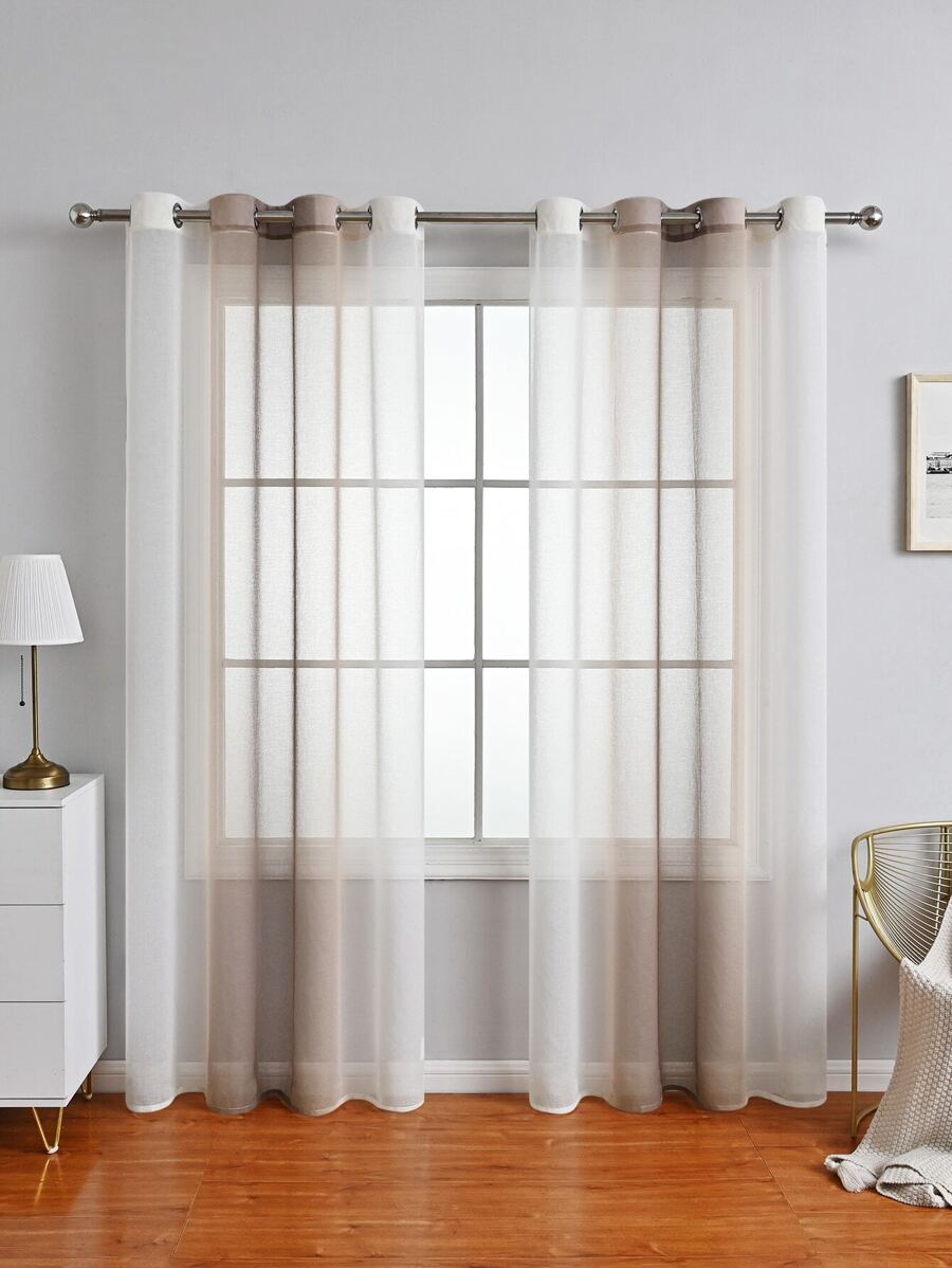 1pc Modern Minimalist Gradient Color Sheer Curtain For Living Room ...