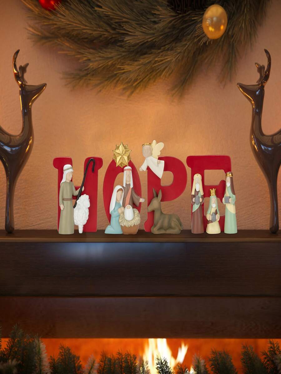 Christmas Decorations, H-O-P-E Nativity Sets for Christmas, 4 Letters ...