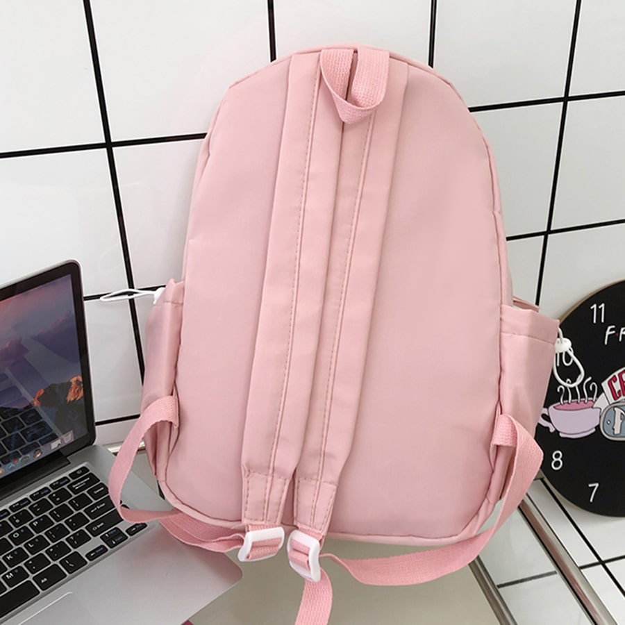 Ladies Pink Multi-pocket Campus Style Fashion Backpack School Bag ...