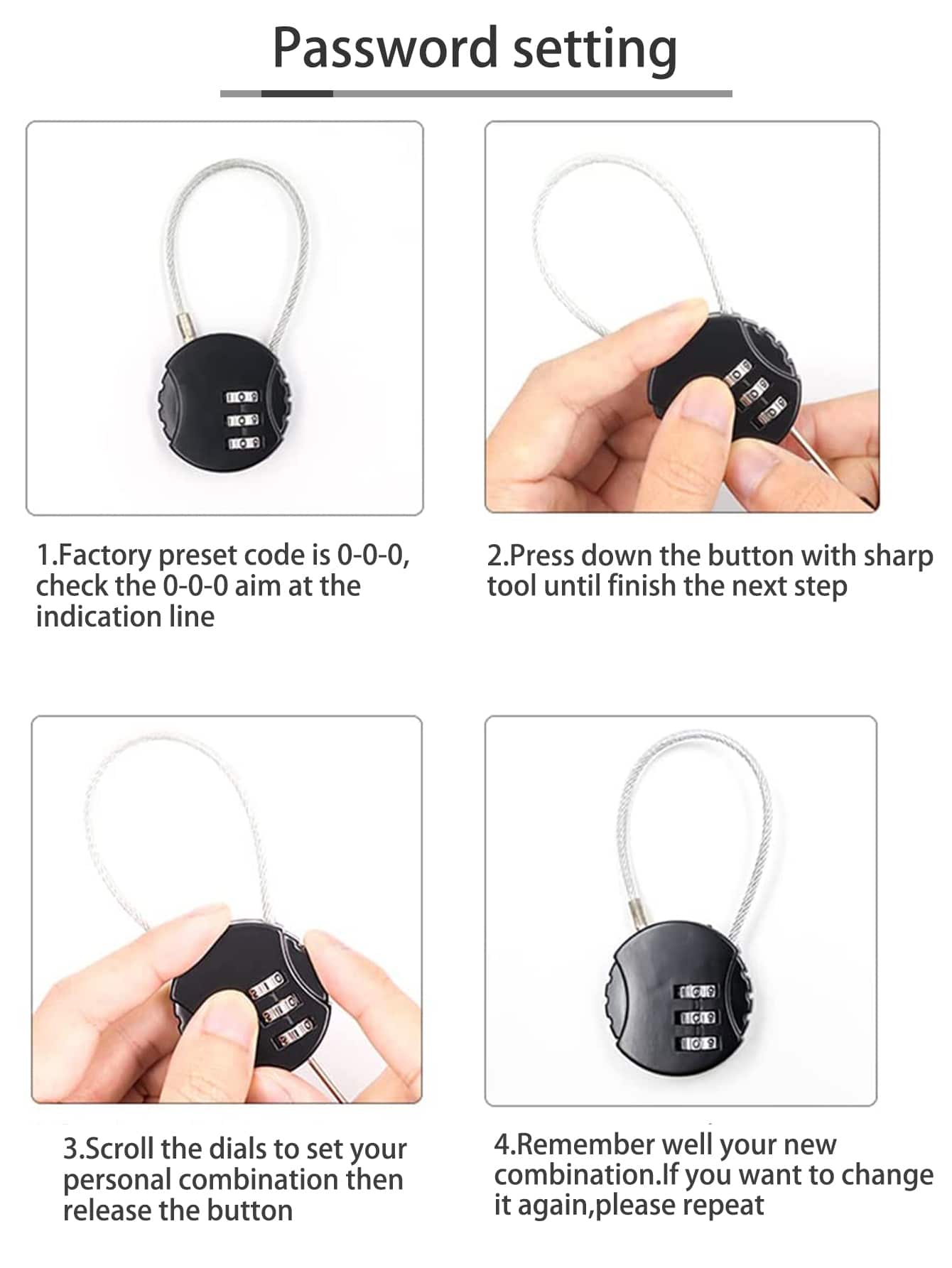 Password Lock Door Lock 3 Digit Combination Code Number Lock Padlock ...