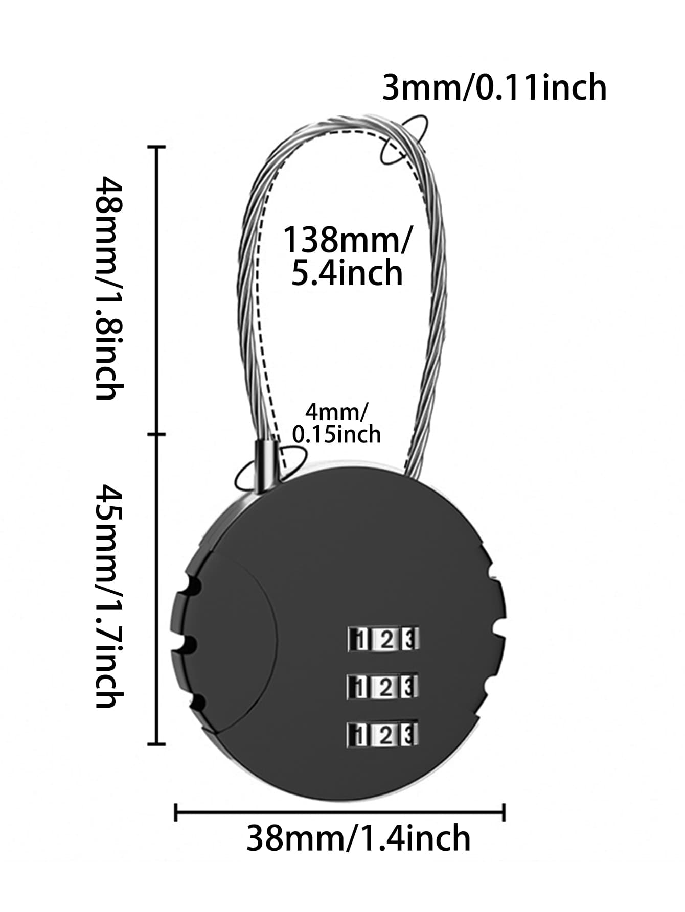 Password Lock Door Lock 3 Digit Combination Code Number Lock Padlock ...
