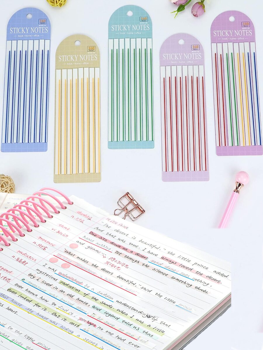 A random piece of PET ultra-thin strip lined fluorescent post-it note ...