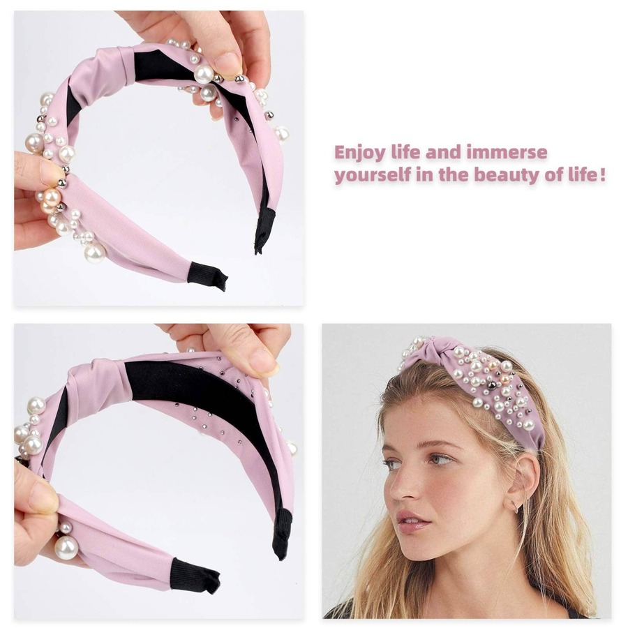 OAOLEER 6 Packs Faux Pearl Headbands For Women With Vintage Elastic ...