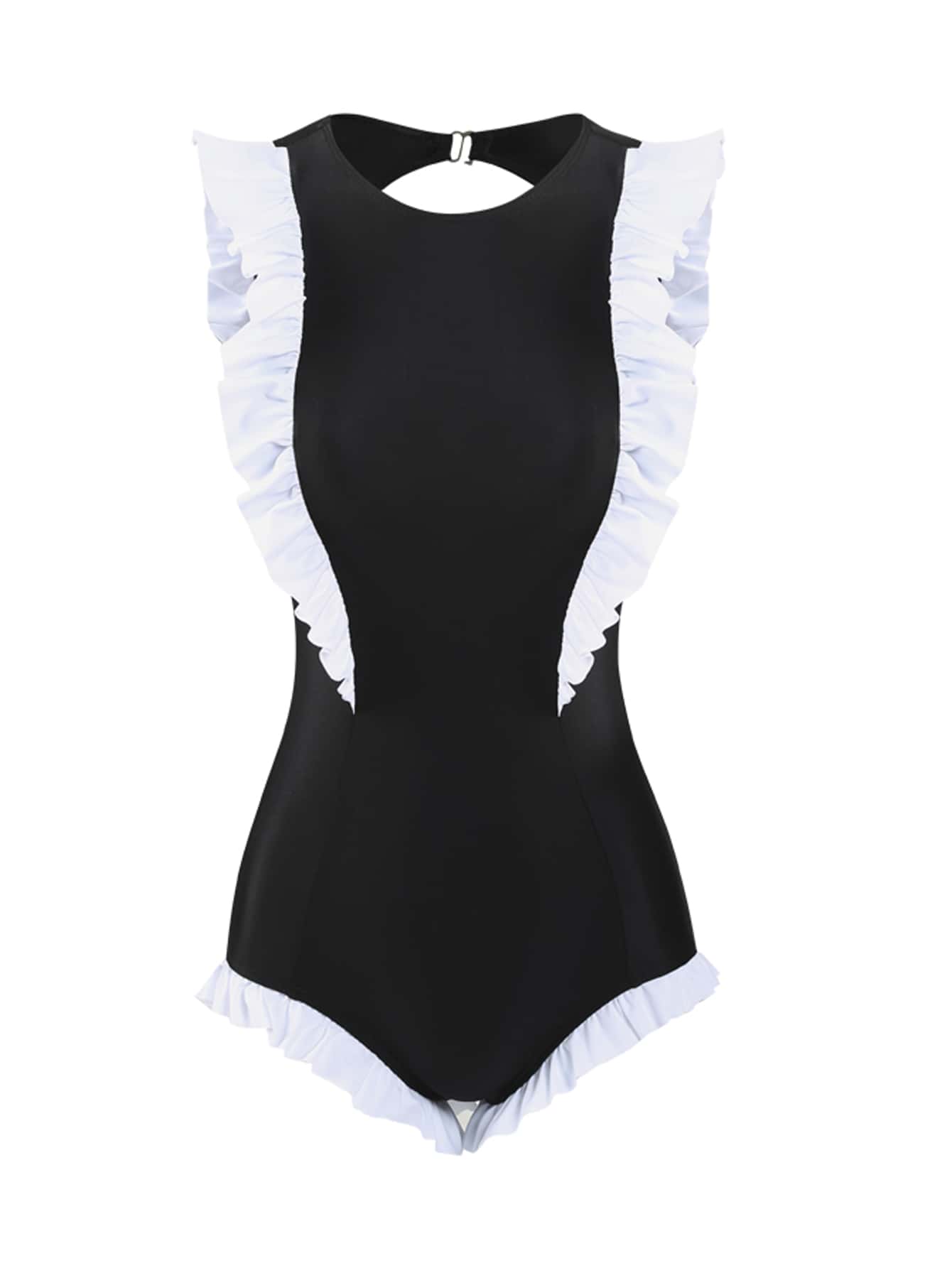 Ruffle Trim One Piece Swimsuit Shein Usa