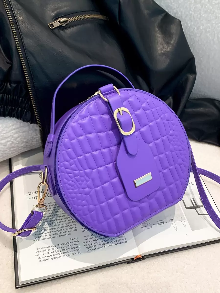 Women Mini Small Round Bag Crocodile Handbag Retro Crossbody Bag ...