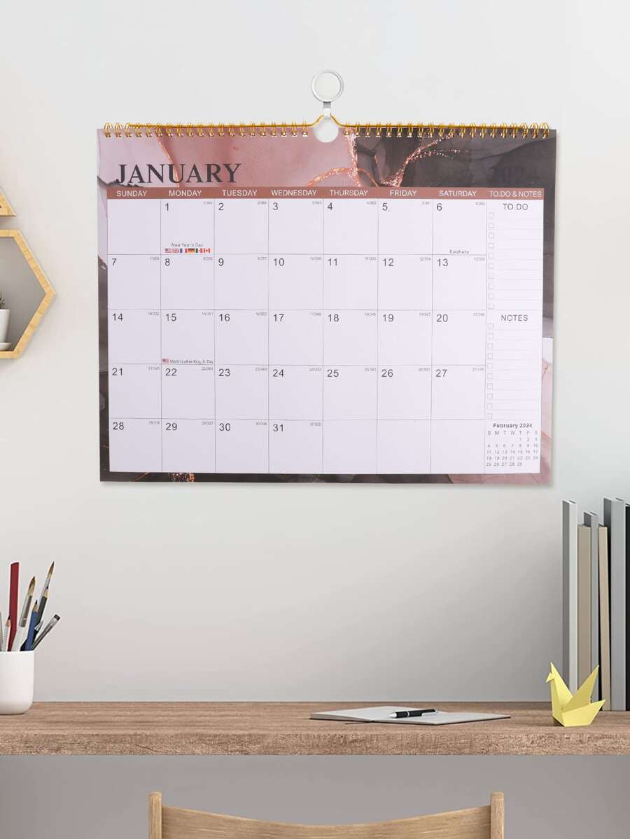 January 2024-June 2025 English Wall Calendar Countdown Calendar Simple ...