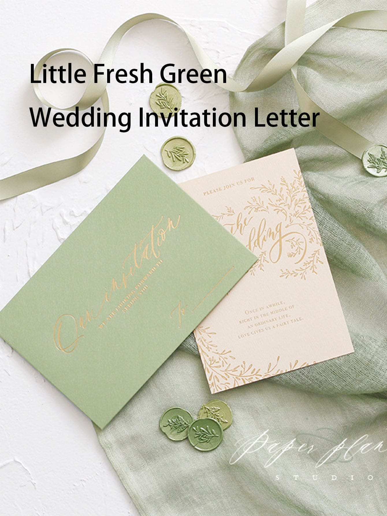 1pc New Arrival Invitation Card, Mori Style Green Invitations With ...